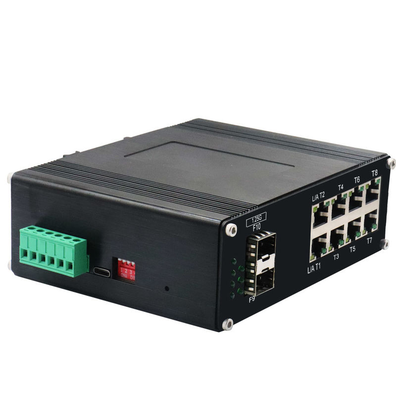 8 ports industriels 10/100/1000T Commutateur Ethernet Gigabit géré avec 2 ports 1000X fibre SFP