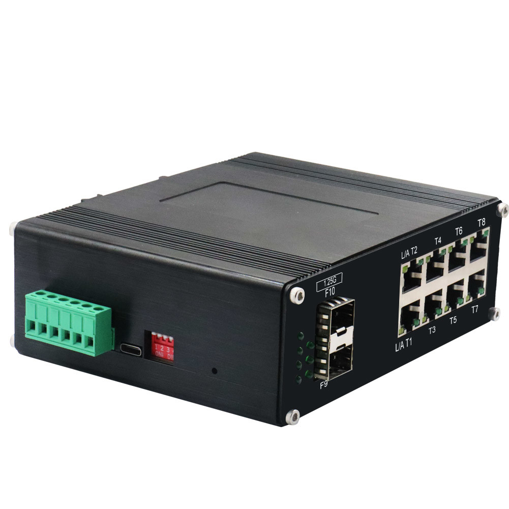 8 ports industriels 10/100/1000T Commutateur Ethernet Gigabit géré avec 2 ports 1000X fibre SFP